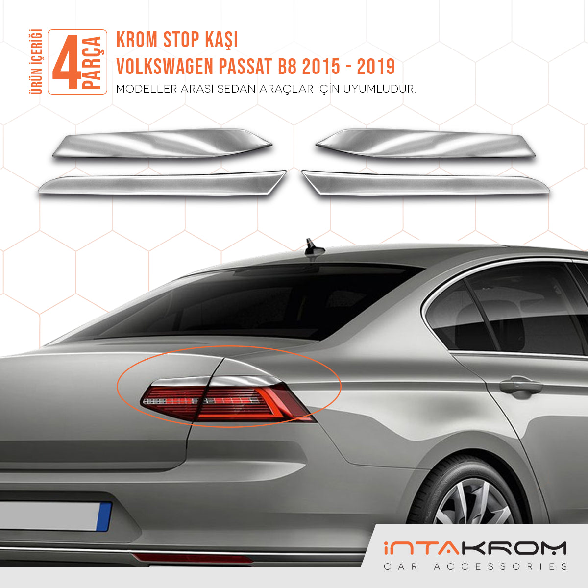 Volkswagen Passat B8 Krom Stop Kaşı - 2015 - 2019 – intakrom